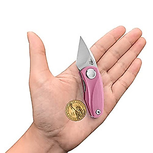 BESTECH KNIVES Pink Folding Pocket Knife: 1.53" 14C28N Steel Stain Stonewash Tanto Blade, G10 Handle, Front Flipper Liner Lock, EDC Gift for Wife Mother Sister (BG38E Pink)