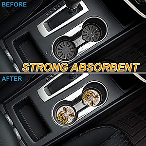 Car Cup Holder Coasters Set of 2, Wooden Plank Rural Animal Cow Biting Blooming Sunflowers, Absorbent Ceramic Stone Drink Coaster with A Finger Notch for Easy Removal of Auto Cupholder