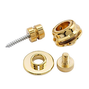 Musiclily Flat Head Guitar Big Strap Locks System Schaller-Style Straplocks Parts for Electric Acoustic Guitar Bass,Gold(Pack of 2)