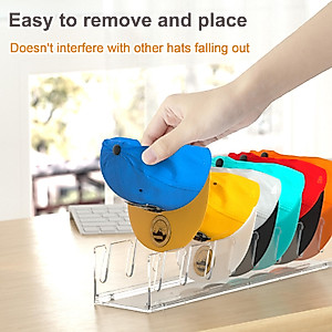 Meeenmiil Hat Organizer for Baseball Caps 2 Pack, Anti-slip Hat Stand for 16 Baseball Caps, Hat Racks for Baseball Caps Storage and Display Hat Holder for Bedroom, Closet, Dresser (Clear)