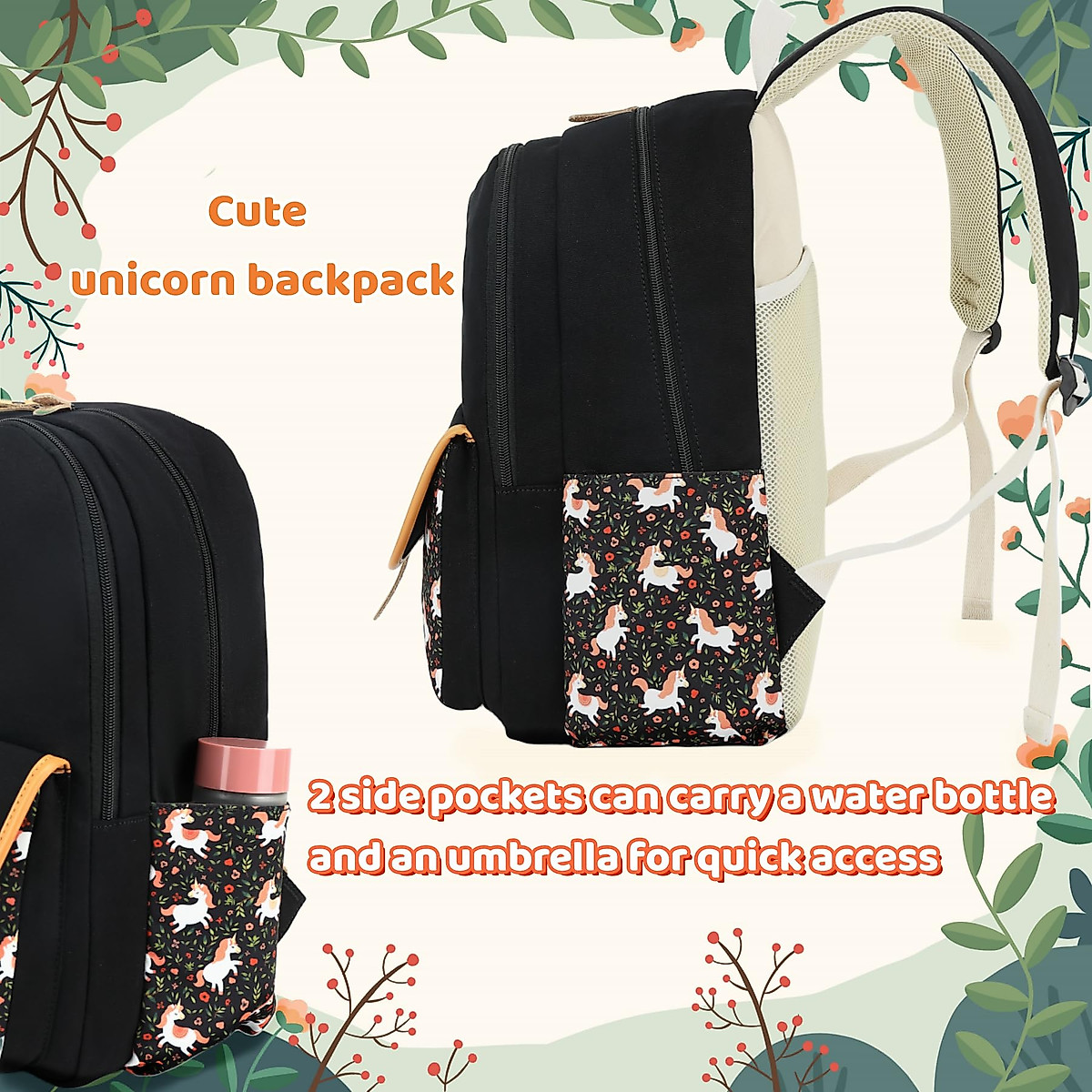 Leaper School Backpack for Kids Daypack Travel Bag with Side Pockets Water Blue