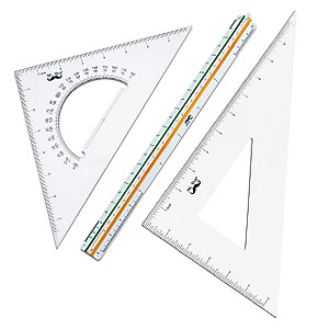 Mr. Pen Architectural Triangular Ruler Set with 12 Inch Triangular Scale, 11 Inch 30/60 and 8 Inch 45/90 Triangles