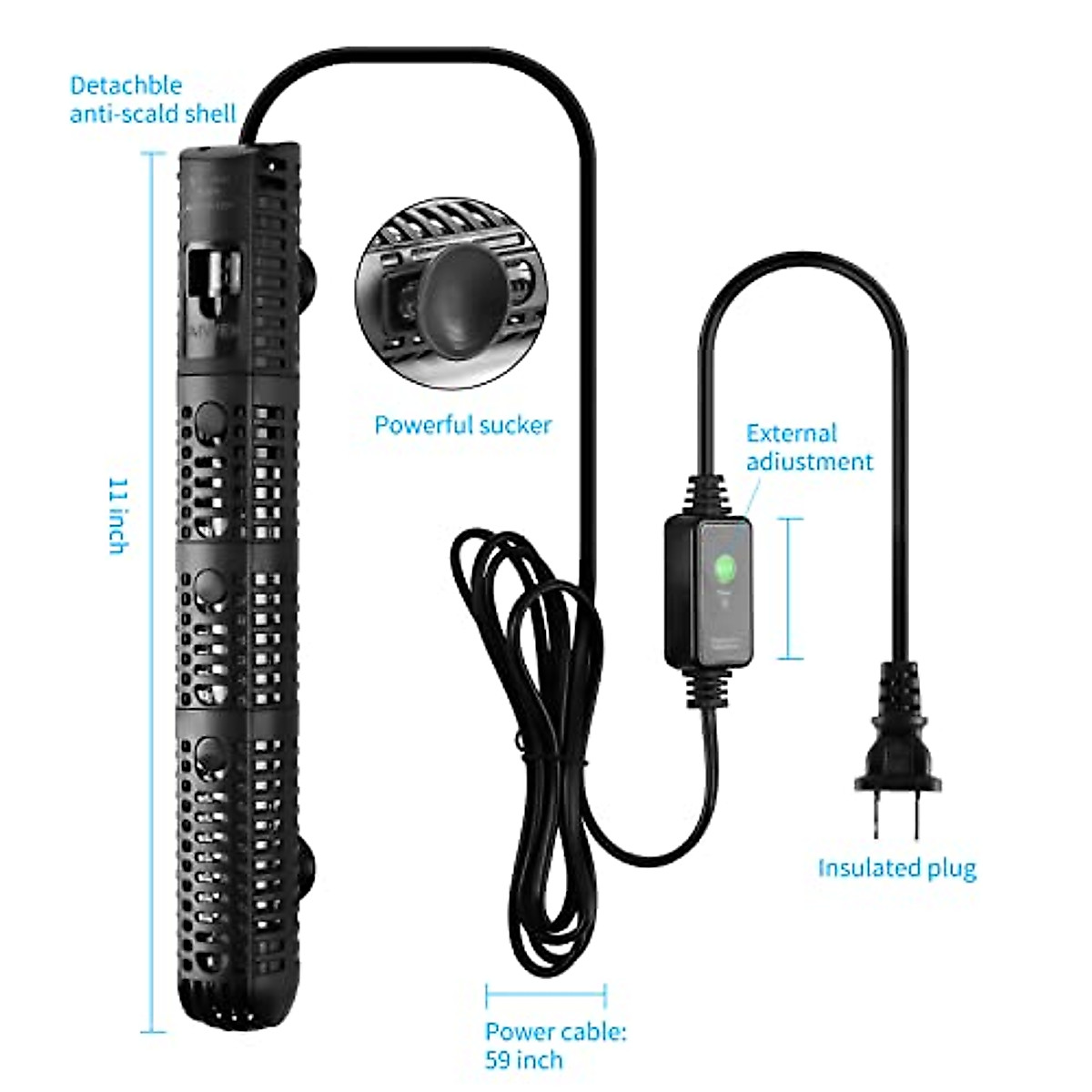 Aquarium Heater 300W Upgraded Fish Tank Heater With Leaving Water Automatically Stop Heating And Advanced Temperature Control System, Suitable For Saltwater And Freshwater 20 Gallons to 60 Gallons