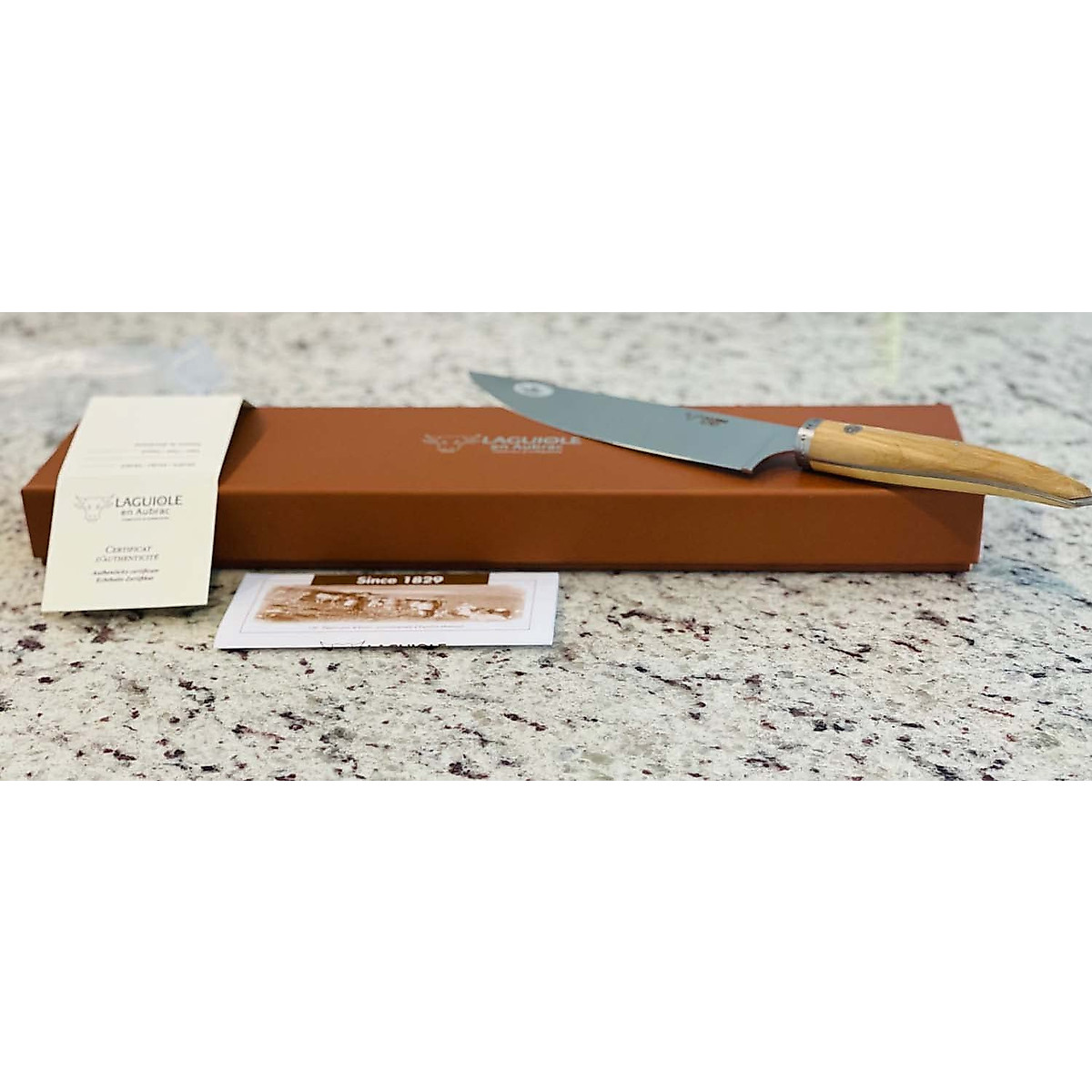 Laguiole en Aubrac Cuisine Gourmet Stainless Fully Forged Steel Made In France Cook's Chef 's Knife, 8-in / 20.3cm (Boxwood Handle)
