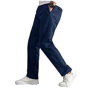 WZIKAI Mens Cargo Pants,Elastic Waist Sweatpants for Men Casual Long Trousers Light Jogger Pants Navy Blue M