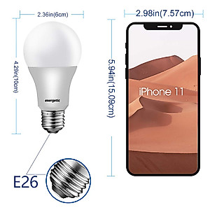 Energetic Lighting 24 Pack A19 LED Light Bulbs 60 Watts Equivalent, 5000K Daylight, E26 Medium Base, 750 Lumens, Non-dimmable, UL Listed