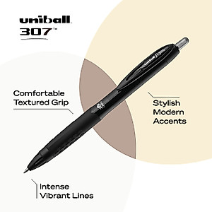 uni-ball 307 Retractable Gel Pens, Micro Point (0.5mm), Assorted, 3 Count
