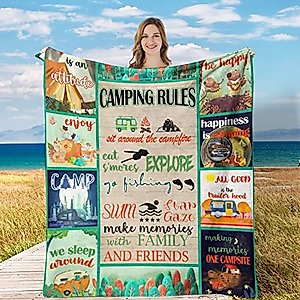 Firiseroh Camp Life Throw Blanket Flannel Soft for Bedroom Sofa Travelling Camping for Kids Adults