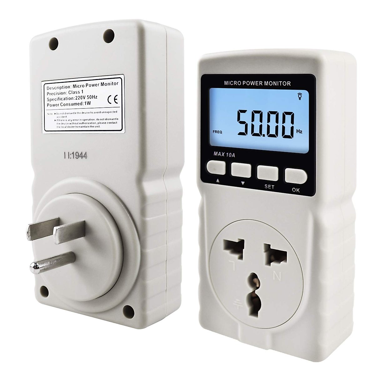 Watt Power Meter Plug-in Socket Power Meter, Home Electrical Usage Monitor Consumption, Kilowatt Wattage Voltage AMP Tester with Backlight Overload Protection