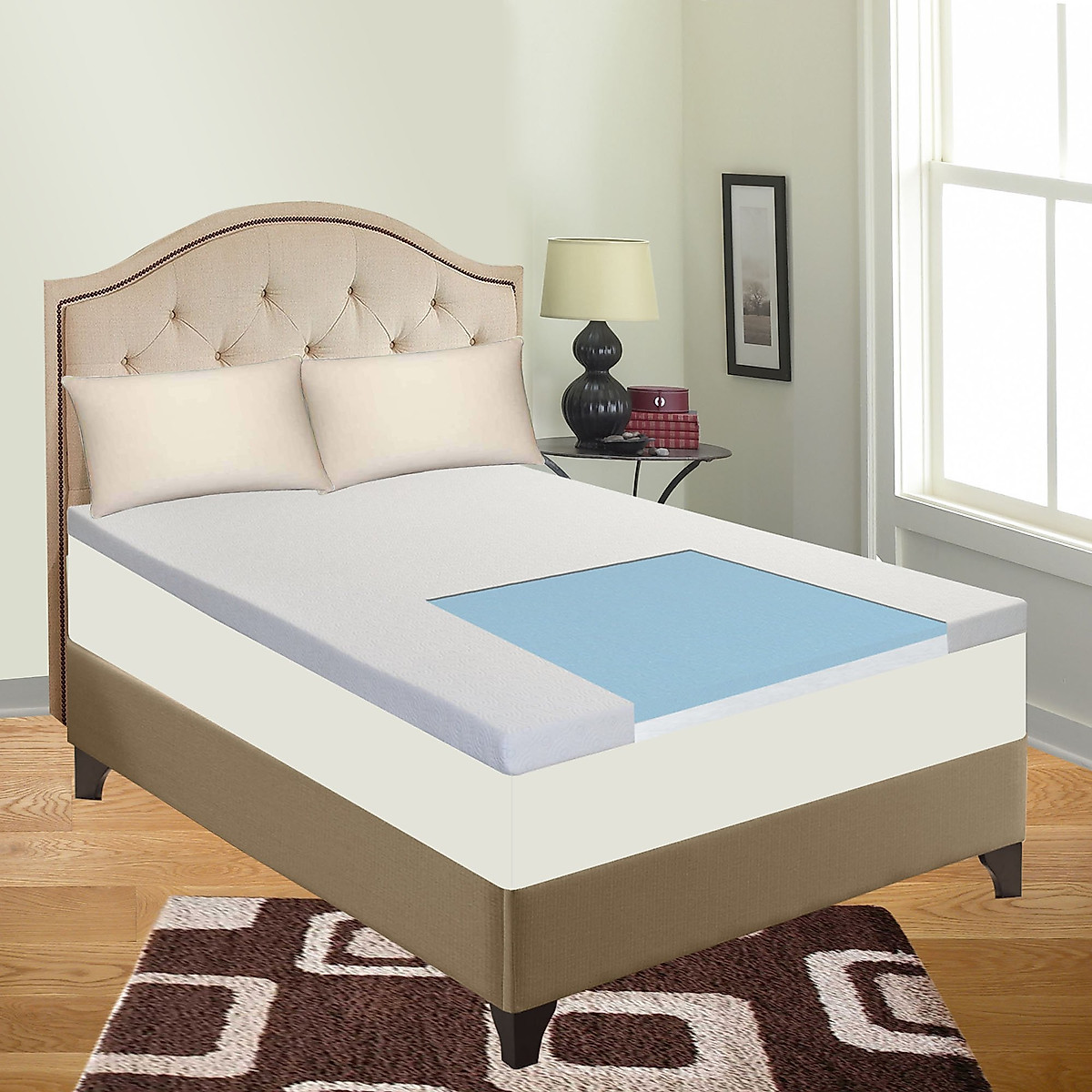 Spring Solution 2-inch Foam Bedding Topper with Orthopedic Support | High-Density Mattress Toppers Provides Support for Back and Lower-Back, Breathable, Soft and Relaxing Bed Top Padding, King, White