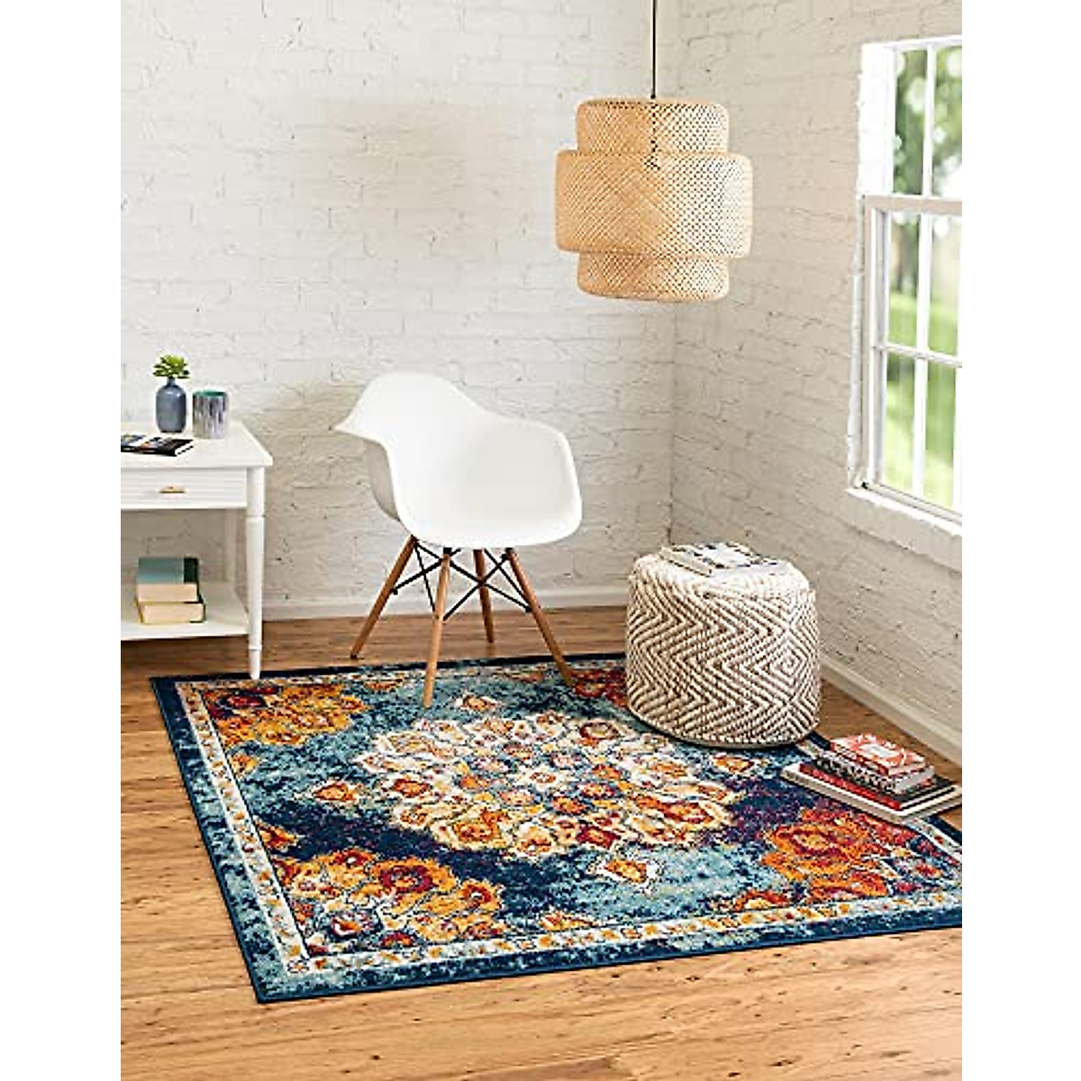 Unique Loom Parker Collection Area Rug - Kokulu (7' 10" Square, Multi/Blue)