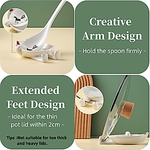 Pumtus 4 Pack Spoon Rest with Lid Holder, 5.5 Inch Cute Cat Ceramic Utensil Rest for Stove Top, Heat Resistant Stable Spatula Rest, Kitchen Accessories for Ladle Pot Lid Chopsticks, Dishwasher Safe
