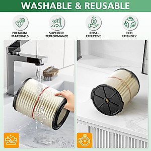 2Pack Replacement Filter For Craftsman ‎CMXZVBE38754 Red Stripe General Purpose Wet Dry Vac Replacement Filter Fit for 5 to 20 Gallon Shop Vacuums Part #009-38754