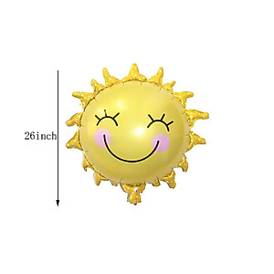 8PCS Sun Smil Foil Balloons Sunshin Aluminum Balloon Gold Summer Sun Helium Mylar Party Balloons for Birthday Baby Shower Christmas Party