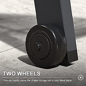 PURPLE LEAF Outdoor Chaise Lounge Set of 2 Aluminum Patio Lounge Chair with Wheels and Side Table Pool Chaise Lounge Chair for Outdoor Backyard Poolside Navy Blue