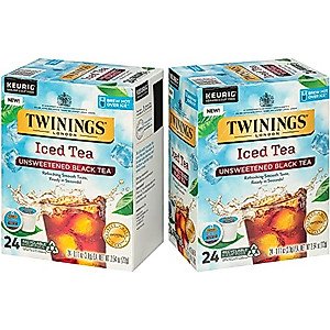 Twinings Iced Tea Unsweetened Black Tea K-Cup Pods for Keurig, Caffeinated, Refreshing, Smooth, Black Tea, 24 Count (Pack of 2)