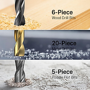 100-Piece Drill Driver Bit Set,High-Speed Steel Titanium Drill and Screwdriver Bit Set for Metal,Wood and Masonry,Suitable for Professional Work,it Matches Impact Driver and Drills on Market