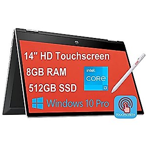 HP Flagship Pavilion X360 14 2-in-1 Laptop Computer 14" HD Anti-Glare Touchscreen 11th Gen Intel Core i3-1115G4 (Beats i5-1035G4) 8GB RAM 512GB SSD HDMI USB-C B&O Audio Win10 Pro Silver + Pen