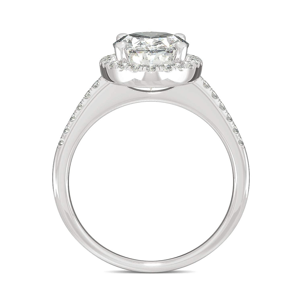 Charles & Colvard Created Moissanite 12x8mm Oval Cut Elongated Engagement Ring for Women | 4.75 cttw DEW | Lab Grown | Solid 14K White Gold with Rhodium | Size 6