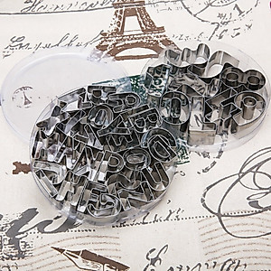 HUAFA Alphabet & Number Cookie Cutters Sets of 35 Pieces Mold Tools for Fondant Biscuit, Cake, Fruit, Vegetables, or Dough Stainless Steel