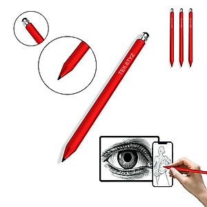 Tek Styz Pro Stylus Capacitive Pen Upgraded Works for Plantronics BackBeat FIT 2100 with Custom High Precision Touch Full Size 3 Pack! (RED)