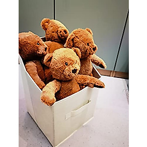 Sebadaci Storage Bins Cubes Baskets with Handles Collapsible Storage Bins Storage Baskets for Shelves, Organizing, Office Organizer 3-Pack Collapsible Storage Bins, Beige, Medium