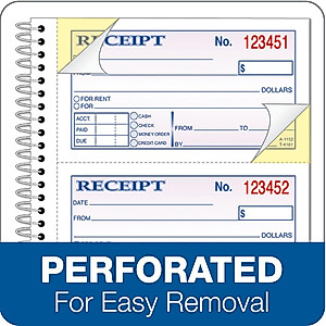 TOPS Money/Rent Receipt Book, 2-Part, Carbonless, 11 x 5.25 Inches, 4 Receipts/Page, 200 Sets per Book (4161) , White