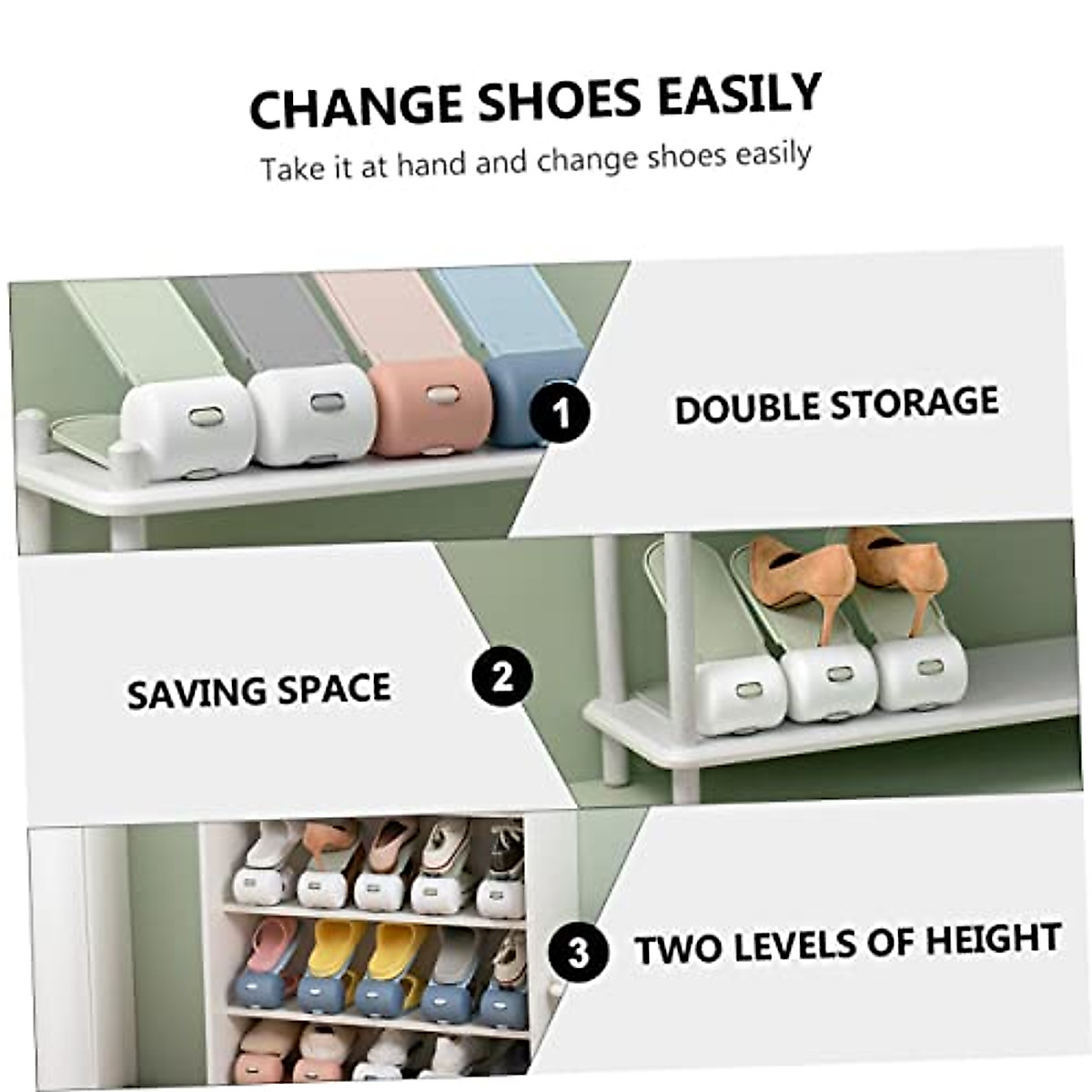 SOLUSTRE Shoe Rack Shoe Storage Rack Stackable Shoe Storage Shoe Slots Space Saver Closet Shoe Organizer Stackable Shoe Slots Shoes Organize Shoes Holder Shoes Storage Rack Pp Simple 4pcs