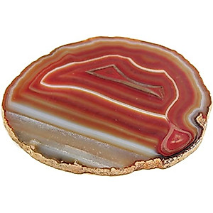 Gift Set of Four Genuine Brazilian (3.5"- 4") Agate Coasters. Includes Protective Rubber Bumpers - Natural