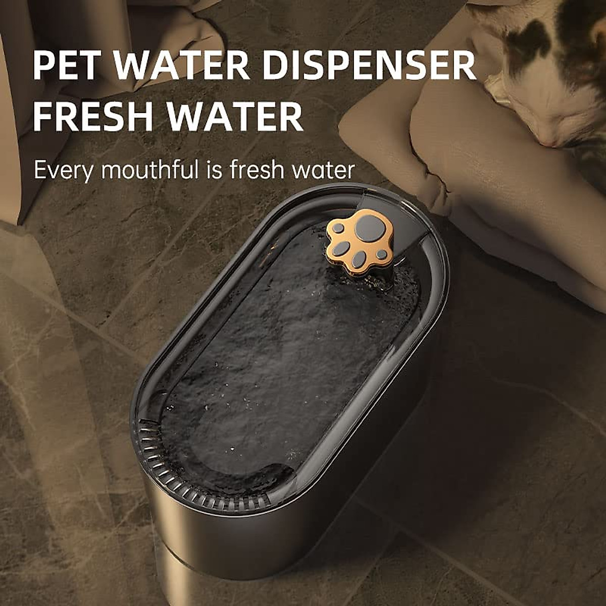 Dog Water Fountain, Whisper Quiet 101oz Cat Fountain Pet Water Fountain, Dog Drinking Bowl, Water Fountain for Cats Inside, Dog Water Dispenser with LED Light, w/ 1 Cat Waterer Filter
