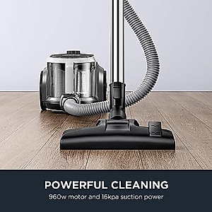 EUREKA NEN180 Bagless Canister Vacuum Cleaner Lightweight Vac for Carpets and Hard Floors, Silver with Black