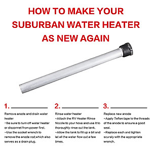 Rv Heater Anode Rod 2 Pack Eau Magnesium Rv Hot Water Tank Anode Rod Suburban and Morflo - 9.25''Long & 3/4'' Thread - Long Lasting Tank Corrosion Protection