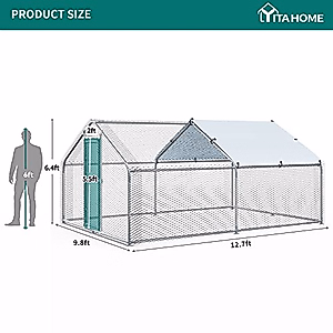YITAHOME Large Metal Chicken Coop Walk-in Poultry Cage Hen Run House Duck House Rabbits Habitat Cage Spire Shaped Coop with Waterproof and Anti-Ultraviolet Cover for Outdoor Back Yard Farm Use-2 Cages