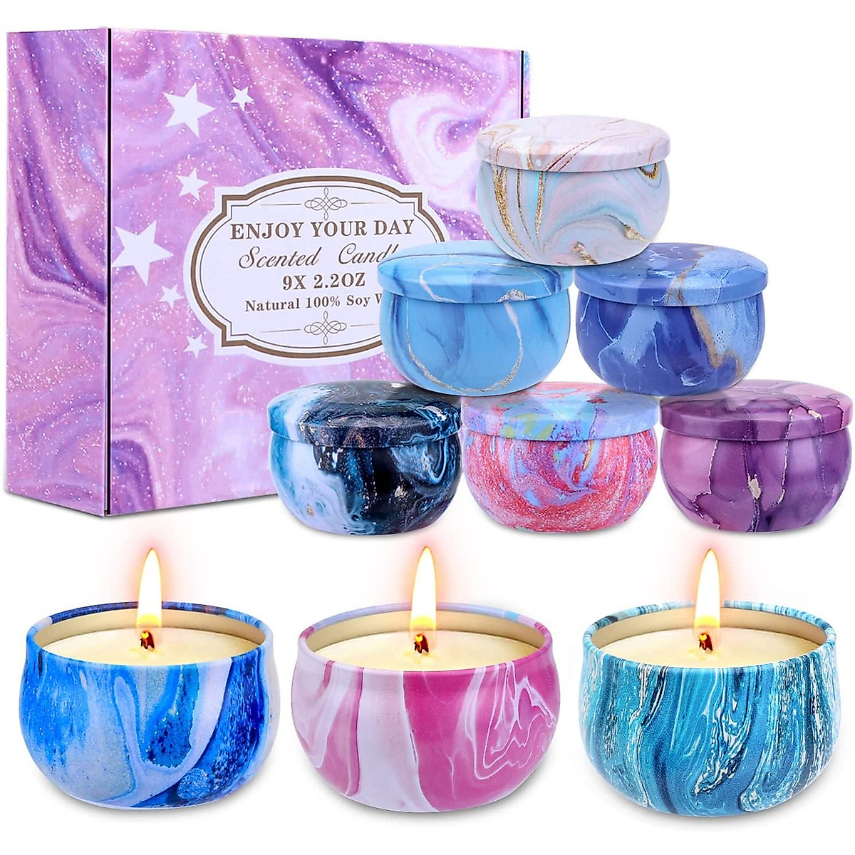 Furnizone Candles Gift Set for Women, Mothers Day Gifts for Mom from Daughter, Aromatherapy Soy Candles Pack, Mini Candle Set, Bulk Gift Sets for Mom Birthday Teachers Day, 9 Pack