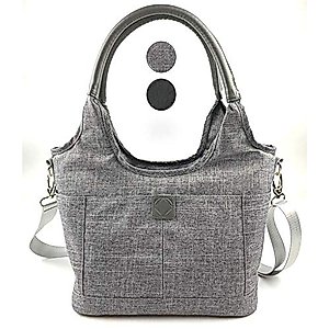 Lunch Bags for Women, Insulated Tote Bag, Large Fashionable Lunch-box Totes | Crossbody Womens Bags for Work | Big Cooler Purse, Removable Shoulder Strap, 4 Pockets | Simple Modern Lunch-Boxes Grey