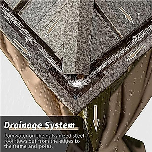 12'x14' Hardtop Gazebo, Outdoor Canopies and Gazebos with Galvanized Steel Double Roof, with Curtains and Netting for Patio, Backyard and Lawn