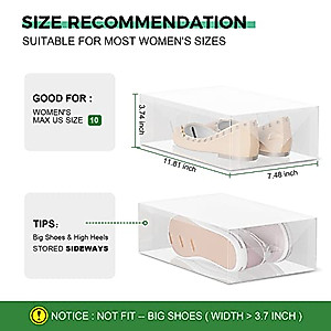 ESSBLIN 12 Pack Women's Shoe Box Clear Plastic Stackable - Shoes Organizer for Closet - Shoe Storage Boxes - Shoe Box Storage Containers - Shoe Bins Case - cajas para zapatos