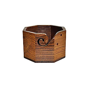 Indian Glance Premium Solid Hard Rose Wood Crafted Wooden Portable Yarn Bowl Holder for Knitting Crochet 6x3 inch
