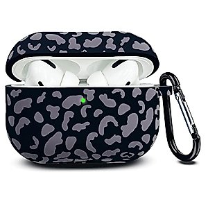 KOUJAON AirPods Pro Case Cover Soft Silicone Protective Skin with Keychain Cute Printed AirPods Pro Wireless Charging Case 2019 Full-Body Shockproof Shell for Women Men (Grey Cheetah)
