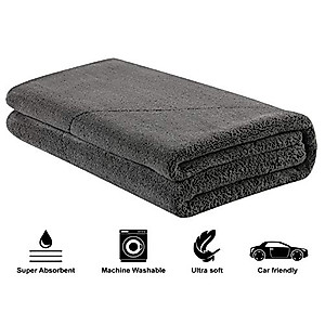 SCRUBIT Microfiber Drying Towel, Cleaning Cloths, Scratch-Free, Strong Water Absorption Drying Towel for Cars, SUVs, RVs, Trucks, and Boats Gifts (29.5 in. x 22 in.)-2PK (Gray)