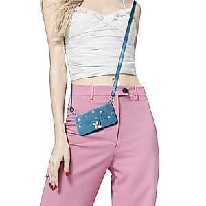 ONV Wallet Case Compatible with Samsung Galaxy S9 Plus -1.5M Adjustable Strap Emboss Butterfly Flip Phone Case Card Slot Magnet Leather Shell Flip Stand Cover for Samsung Galaxy S9 Plus [ZS] -Blue