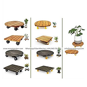 HOUSEBOOK - 2 Packs Premium Wooden Plant Stand Caddy 30cm Square Garden Plant Pot Trolley 360 Deg Movable, Waterproof Planter Caddy, 12", Wholesale Available, 30cm, Holds Up 240 Lbs, Black
