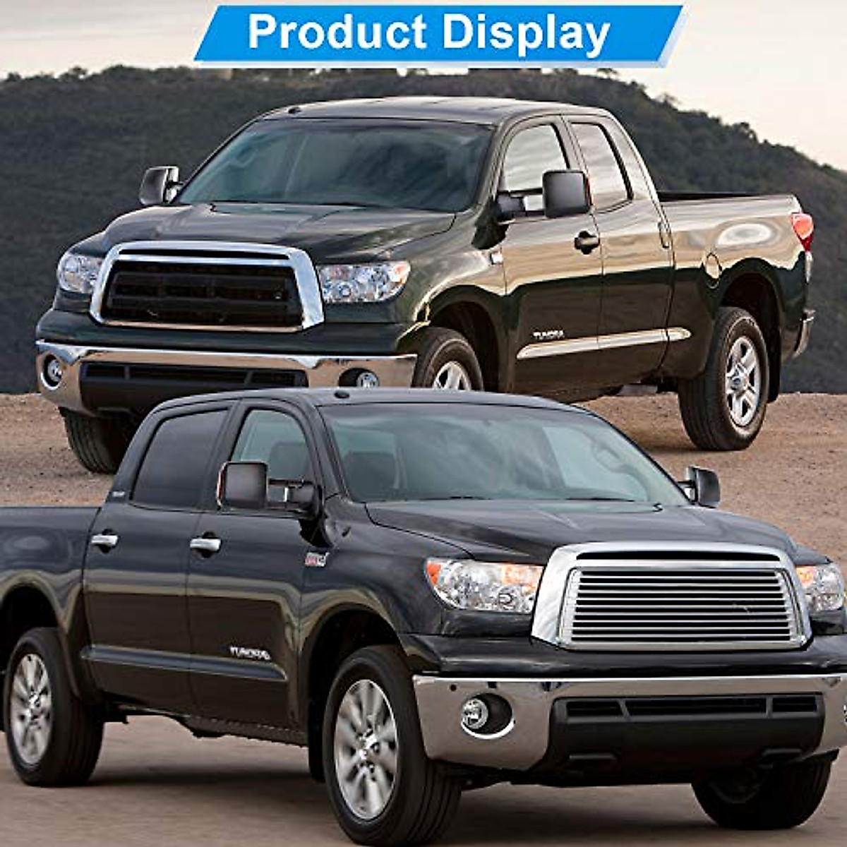 ECCPP Passenger Left Driver Right Tow Mirrors Pair Set Side LED Signal Power Heated Manual Telescoping Black Towing Mirrors Replaceme fit 2007-2016 for Toyota for Tundra (Pair Set) (A Pair)