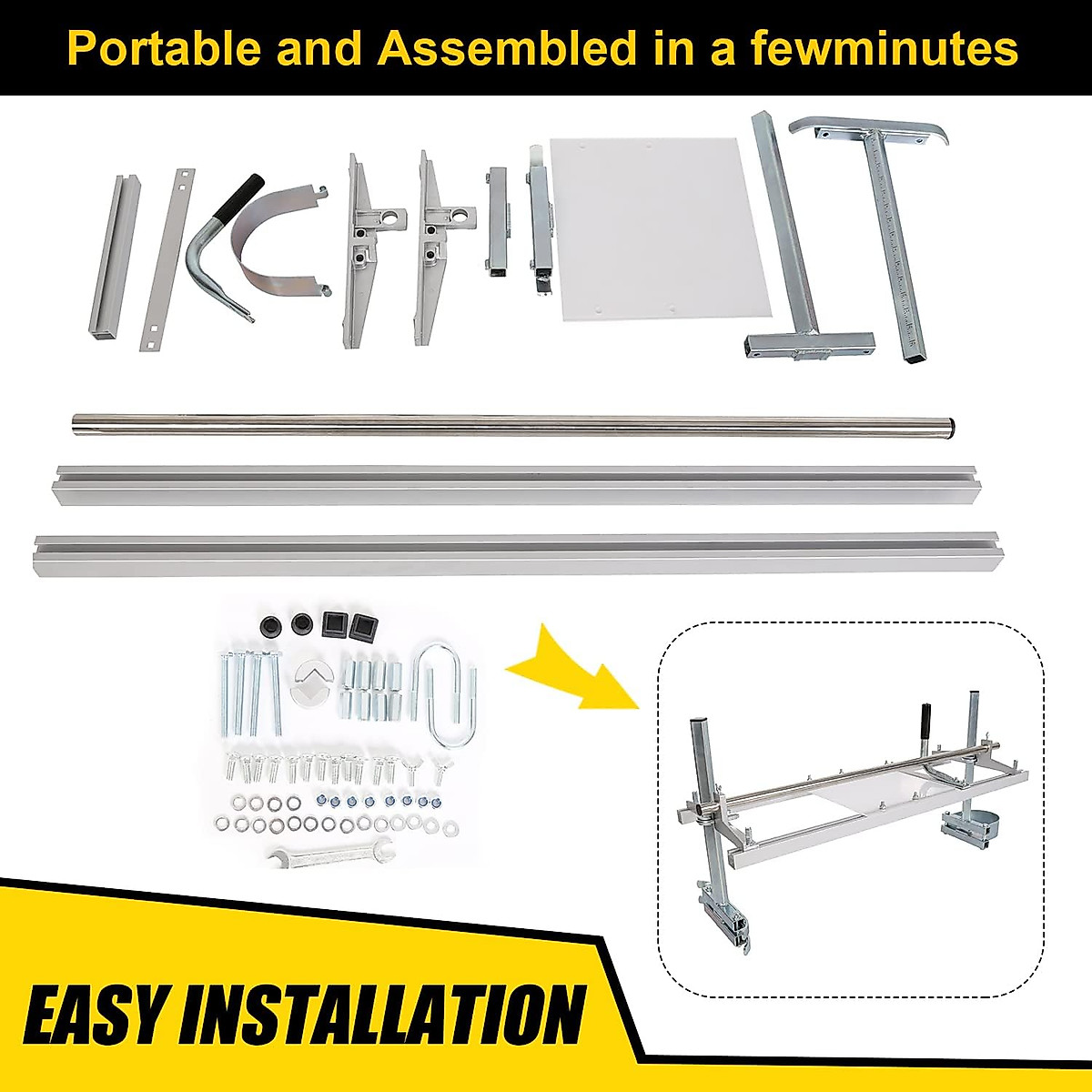 JMTAAT Portable 14" - 36" Chainsaw Mill Planking Milling Guide Bar Brush Wood Lumber Cutter Builders and Woodworkers