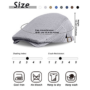 Chuarry 8 Pack Men's Mesh Flat Cap Breathable Summer Newsboy Hat Cabbie Driving Hats for Men