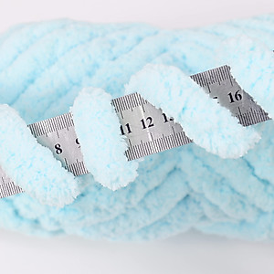 Chenille Chunky Yarn Arm Knitting Thick Bulky DIY for Knit Blanket Cushion Bed Sofa Home Decor (Light Blue, 2-Pack, 0.5kg/1.1 lb, 48 Yards)