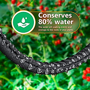 JAZIPO Premium Soaker Hose 15ft - Efficient Garden Drip Irrigation System - Heavy Duty Watering Hose Water-Saving, Linkable Sprinkler Hose, Garden Hose Kit for Consistent Watering