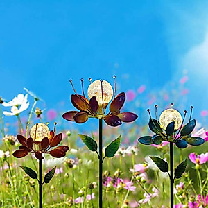 TSTGEE Outdoor Solar Garden Lights Solar Metal Flower Decorative Lights Solar Spinner Decorative Garden Stakes Waterproof for Patio,Yard,Lawn,Garden Decorations