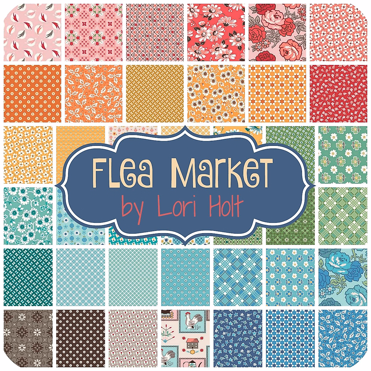 Flea Market Fat Quarter Bundle (39 Pieces) by Lori Holt for Riley Blake 18 x 21 inches (45.72 cm x 53.34 cm) Fabric cuts DIY Quilt Fabric