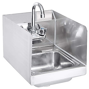 Commercial Stainless Steel Wall-Mount Hand Sink with Side Splash 12 x 12 - NSF